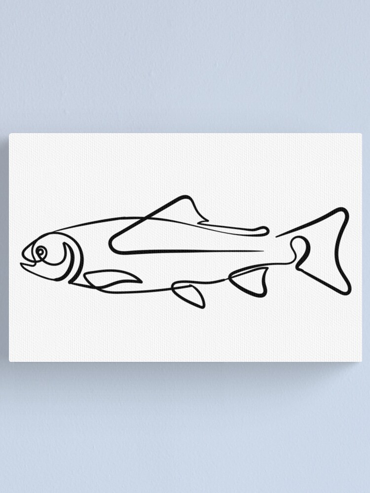 "Continuous line trout drawing " Canvas Print for Sale by rskarts ...