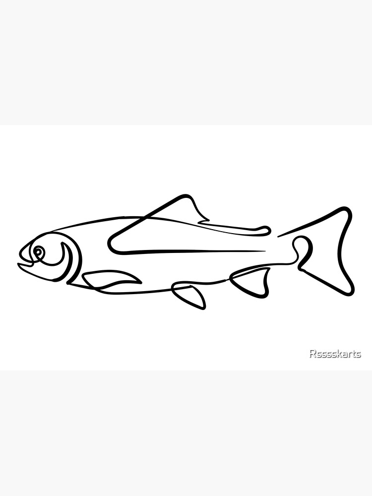 "Continuous line trout drawing " Canvas Print for Sale by rskarts ...