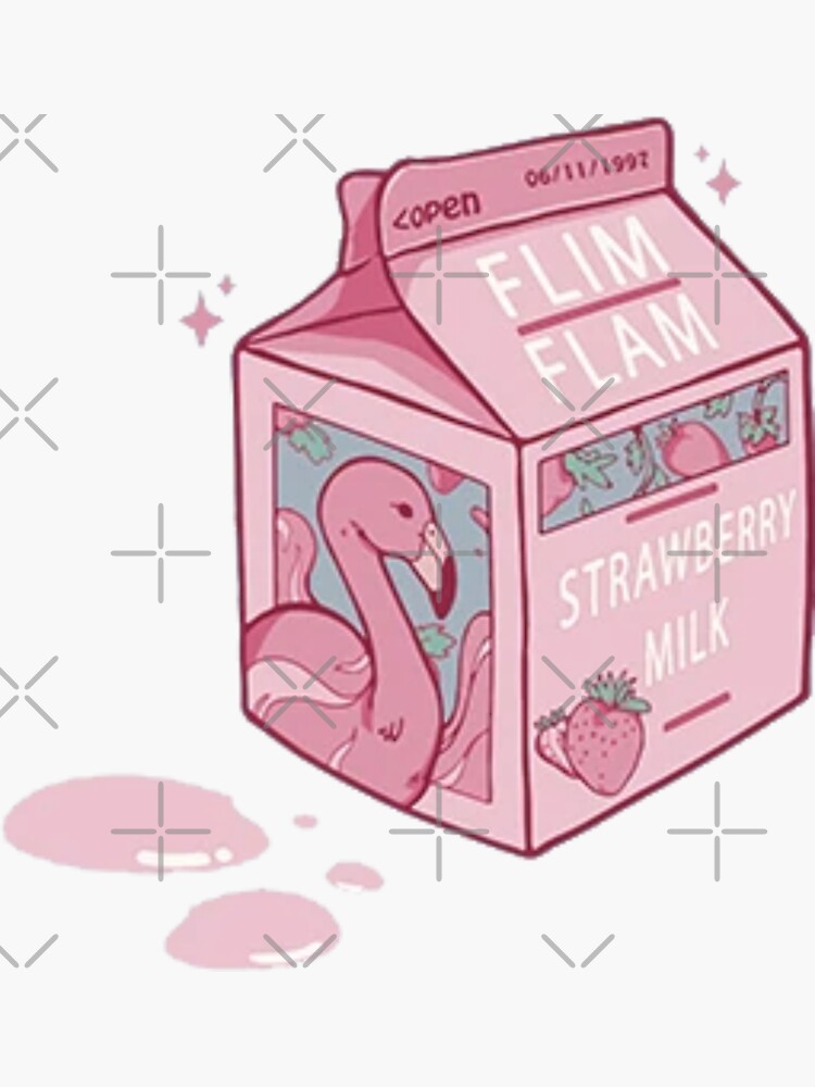 "Flim Flam Strawberry Milk Carton" Sticker for Sale by UnluckyPanda ...