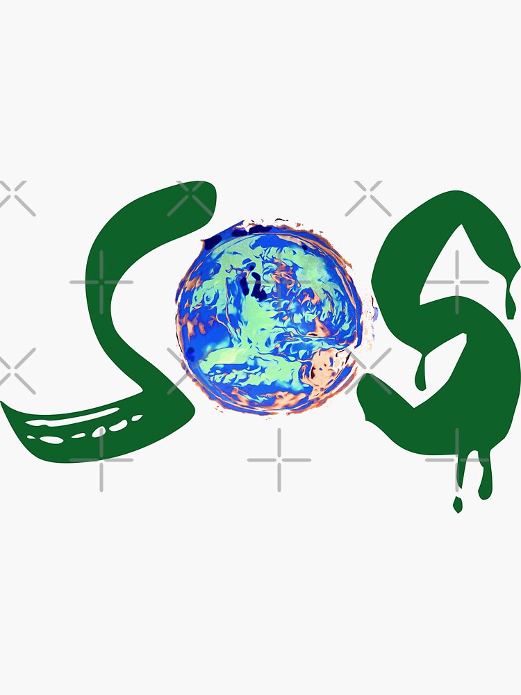 "sos save our souls emergency pollutionglobal warming" Sticker for Sale ...