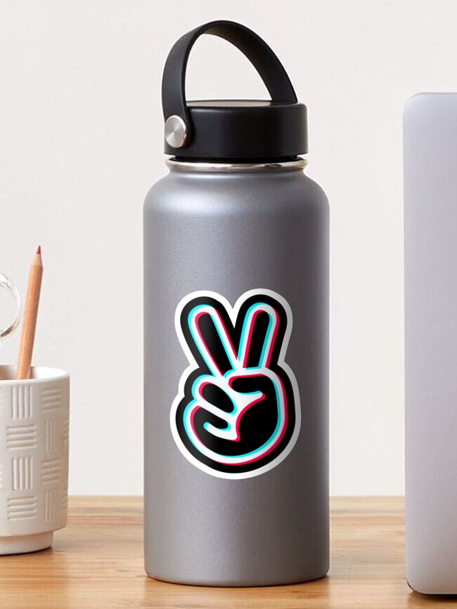 "Peace sign hand in glitch tik tok style" Sticker by hendeJens | Redbubble