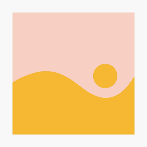 "Nami Minimalist Wave and Sun Abstract in Pale Blush Pink and Mustard ...