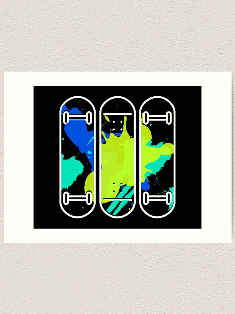 "Skateboarding 90s Aesthetic Paint Splatter Design" Art Print by ...