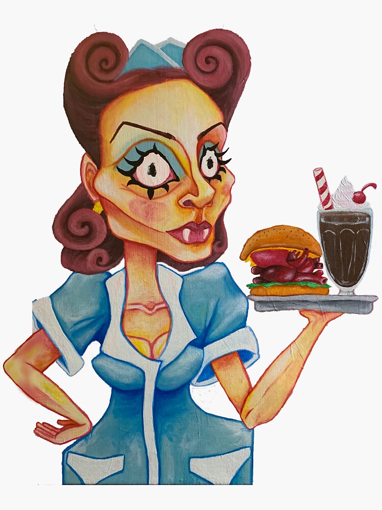 "The Vampire Dinner Waitress" Sticker for Sale by Rebeccabluerose ...
