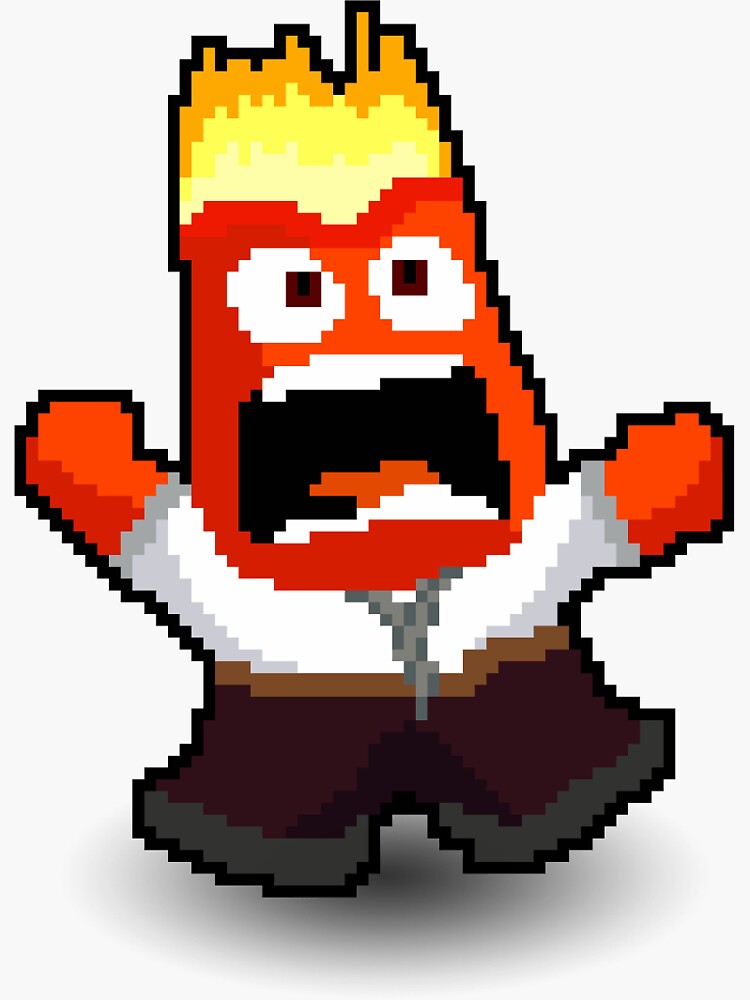 "Inside Out's Anger: 8-bit Designs" Sticker for Sale by 8BitDesigns ...