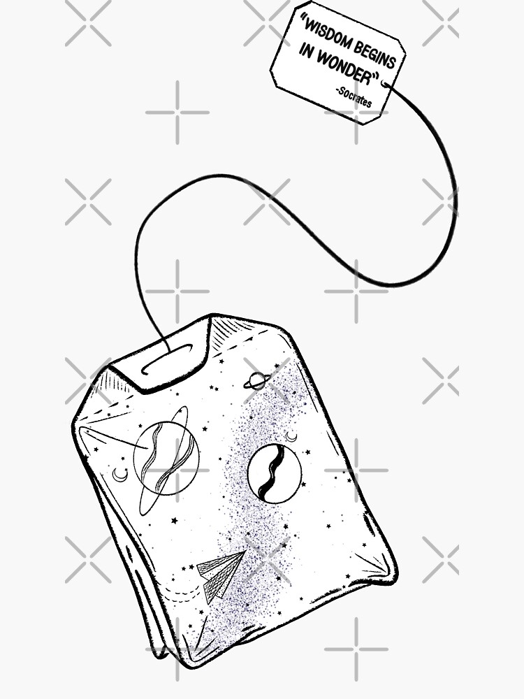 "Space tea bag with quote " Sticker by Alexa-Plaza | Redbubble
