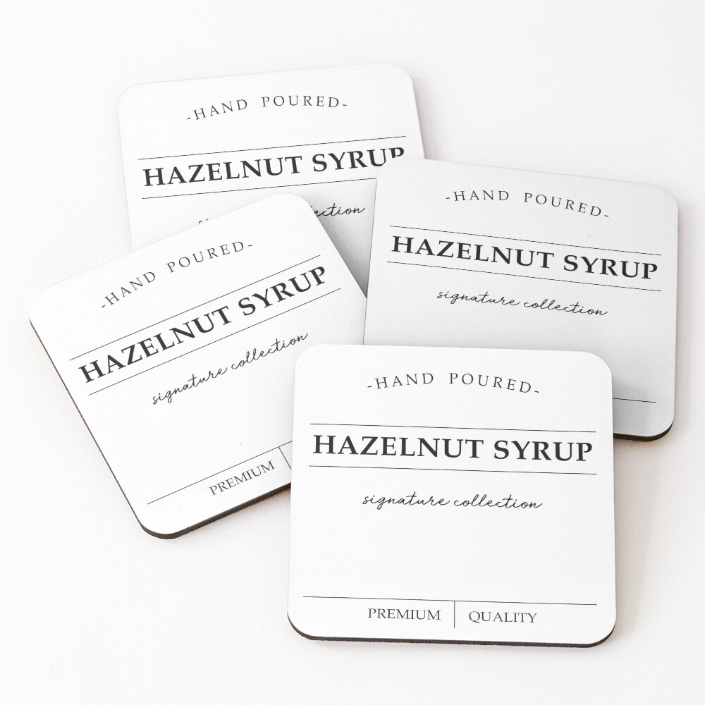 "Hazelnut Syrup Coffee Label" Sticker for Sale by HannahBlaze | Redbubble