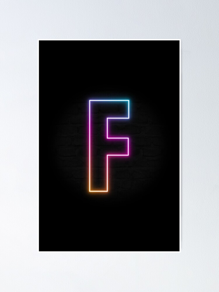 Póster «Letra F - Arte del monograma de neón Outrun Retrowave» de ...
