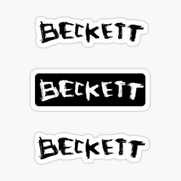"Writer Name: Beckett, bold hand lettering, Samuel Beckett" Sticker for ...