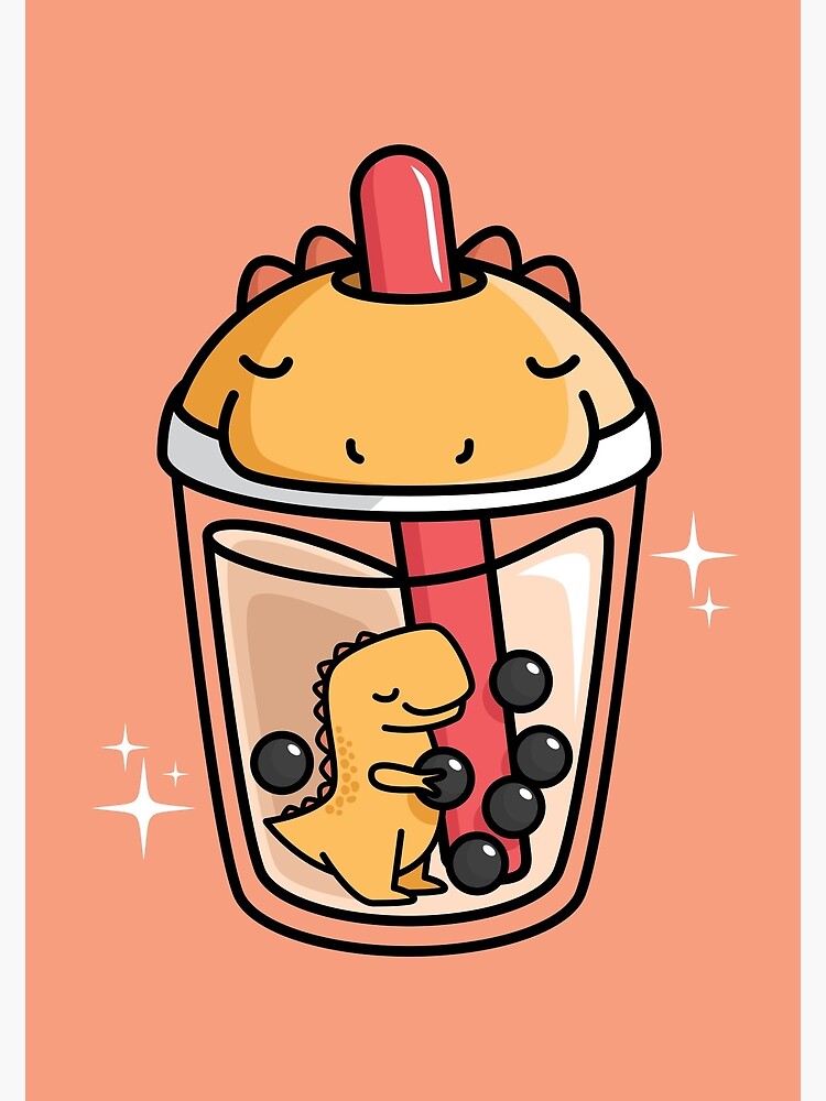 "Bubble Tea with Cute Kawaii T-Rex Inside" Poster by BobaTeaMe | Redbubble