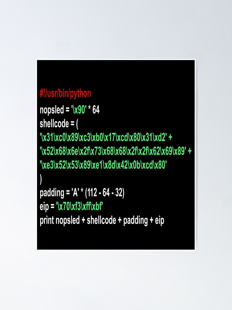"Cyber security - Hacker - Buffer Overflow Shellcode" Poster for Sale ...