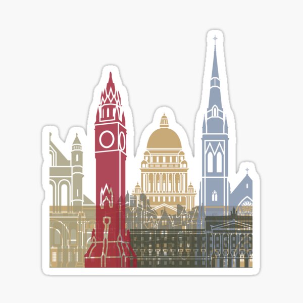 "Belfast skyline poster" Sticker for Sale by paulrommer | Redbubble