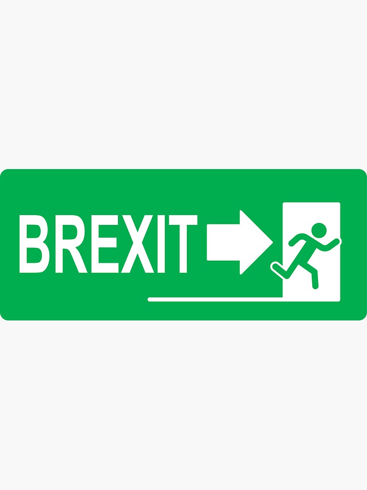 "Brexit Exit Sign 2 - Political funny humour, british humour" Sticker ...