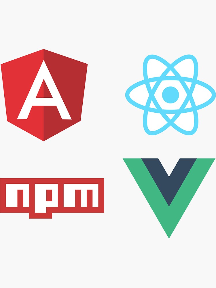 Frontend Developer Pack Angular Reactjs Npm Vuejs Sticker For Sale By Hilalhk Redbubble