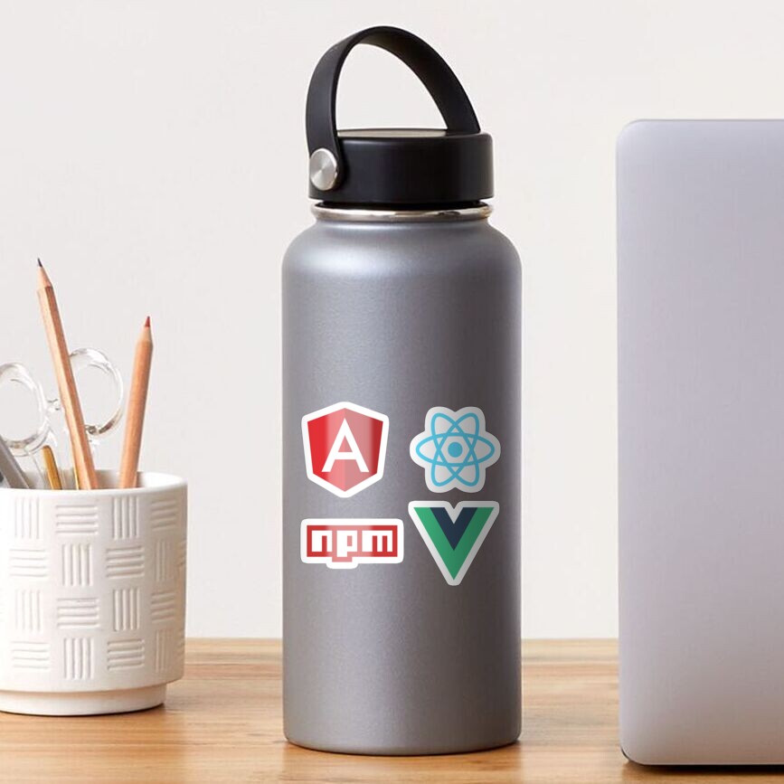 "Frontend Developer Pack : Angular, ReactJs, NPM, Vuejs" Sticker for ...