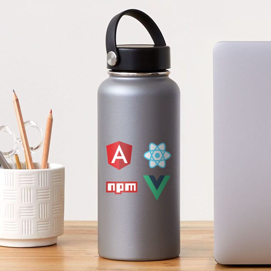 "Frontend Developer Pack : Angular, ReactJs, NPM, Vuejs" Sticker for ...
