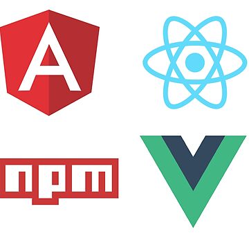 "Frontend Developer Pack : Angular, ReactJs, NPM, Vuejs" Sticker for ...