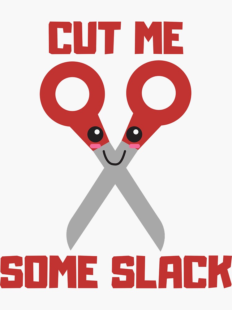 "cut me some slack Kawaii scissor" Sticker for Sale by KawaiiPark ...