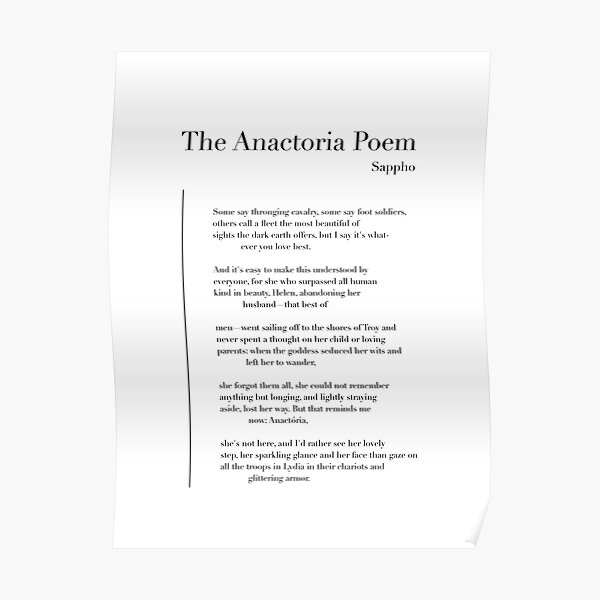 "The Anactoria Poem by Sappho" Poster by wisemagpie | Redbubble