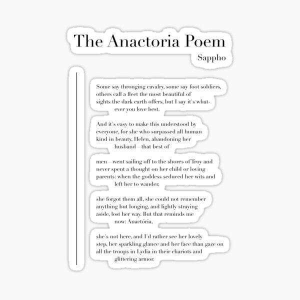 Pegatina «El poema Anactoria de Safo» de wisemagpie | Redbubble