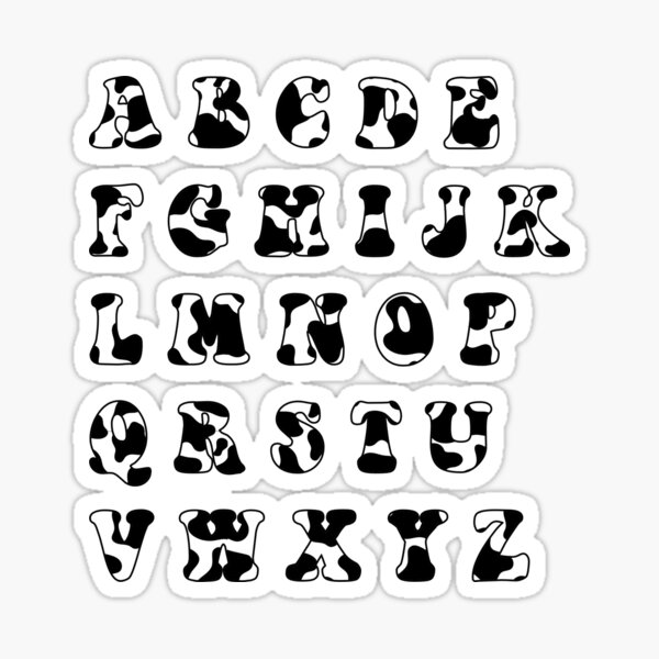 "alphabet in cow print sticker pack" Sticker for Sale by anafilipa ...