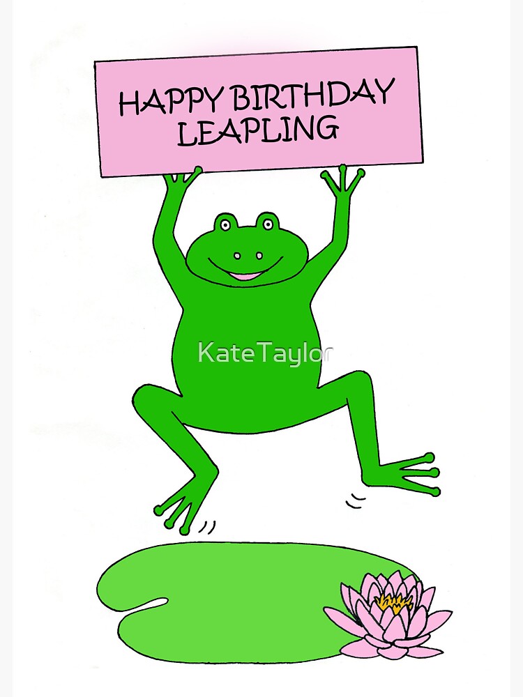 "Happy Leap Year Birthday February 29th Cartoon Frog" Sticker for Sale ...