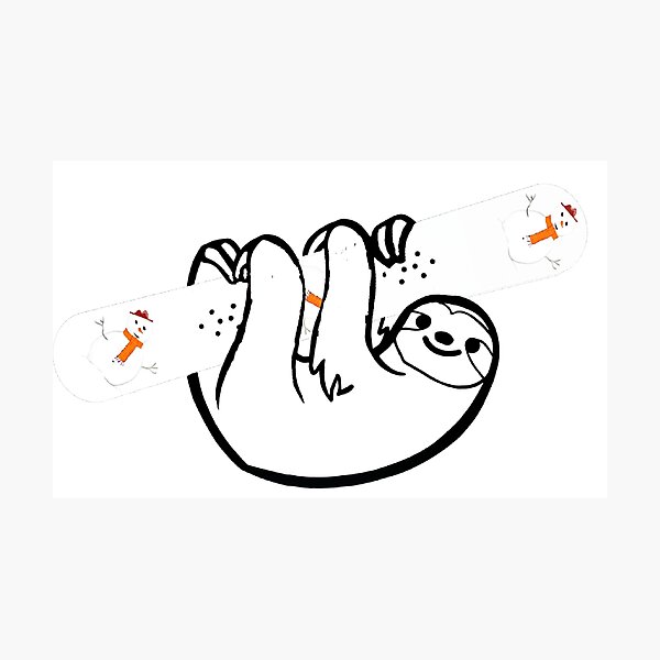 "Sloth snowboard" Photographic Print by Johnnypointjoe | Redbubble