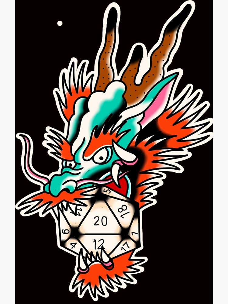 "Dragon RPG traditional tattoo" Poster for Sale by rafaelwolf | Redbubble