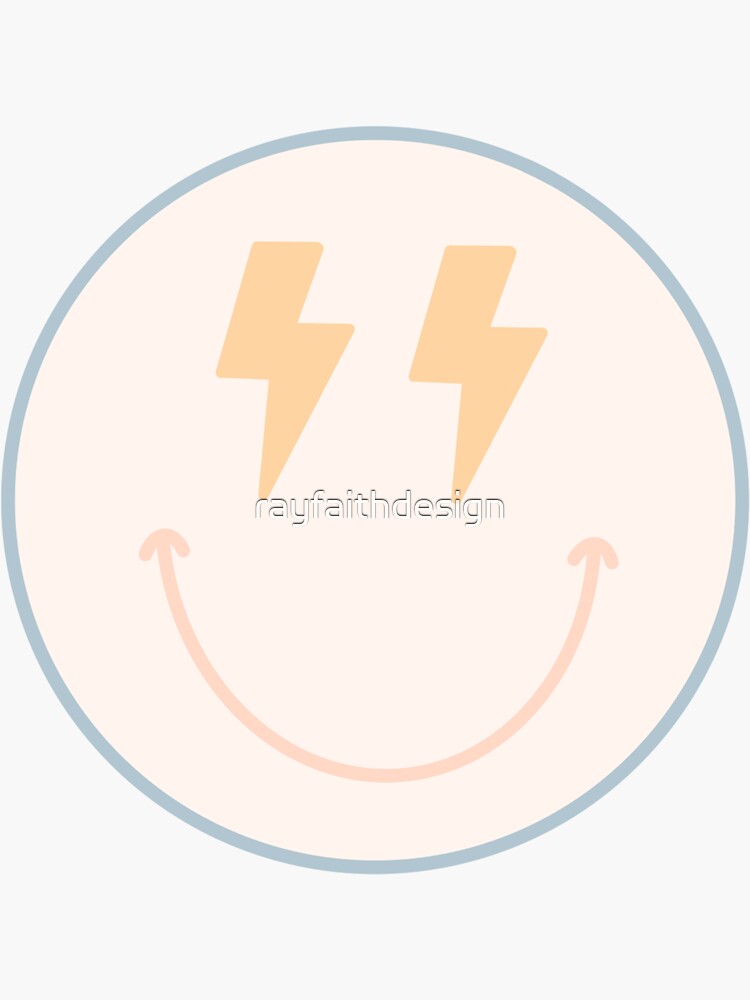 "Lightning Bolt Smiley Face" Sticker for Sale by rayfaithdesign | Redbubble