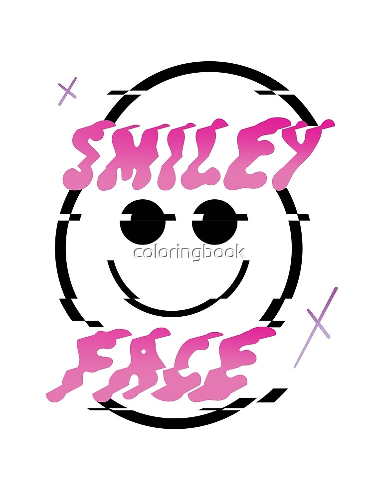 "Smiley Face Glitch Psychedelic Trippy Stoner Pink Fade" Metal Print ...