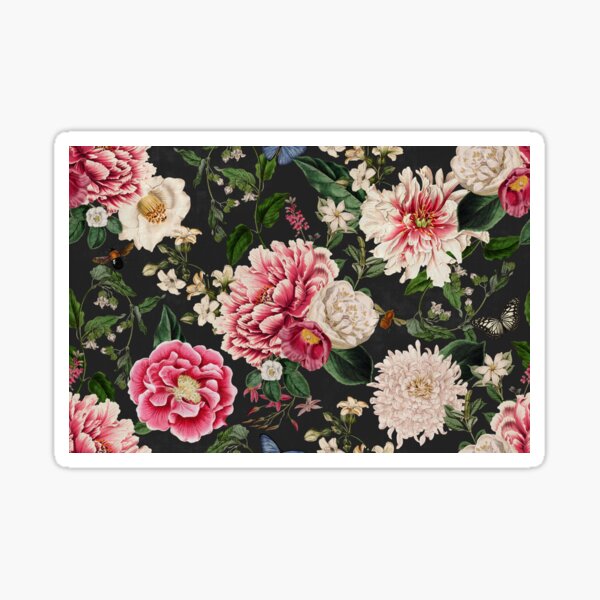 "Cottagecore English Rose Cottage Garden Flowers Floral Charcoal Dark ...