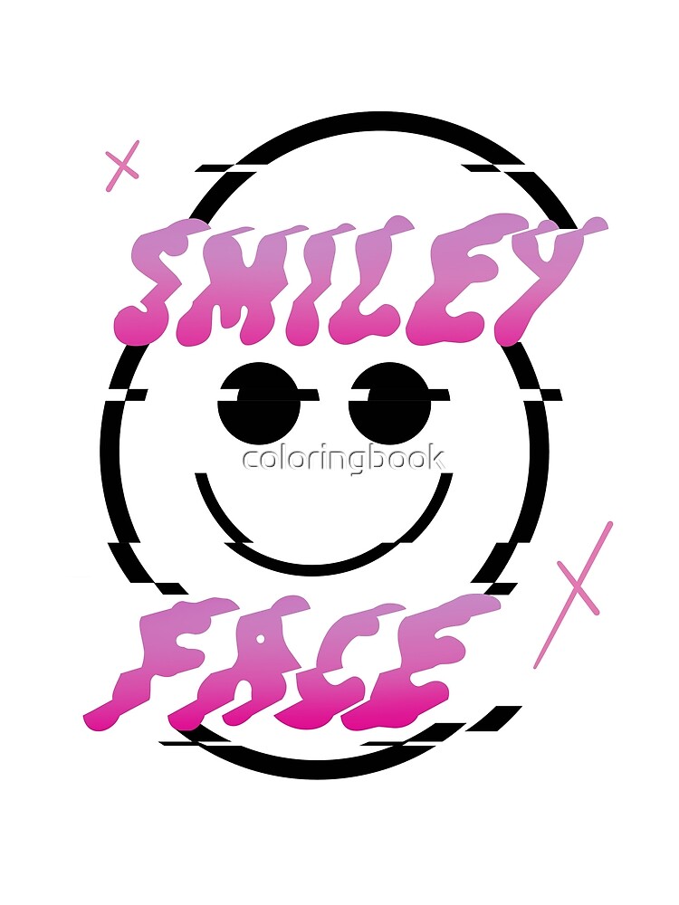"Smiley Face Glitch Psychedelic Trippy Stoner Pink Purple" Art Print ...