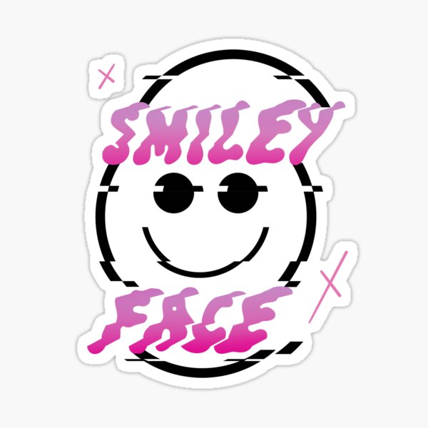 "Smiley Face Glitch Psychedelic Trippy Stoner Pink Purple" Sticker for ...