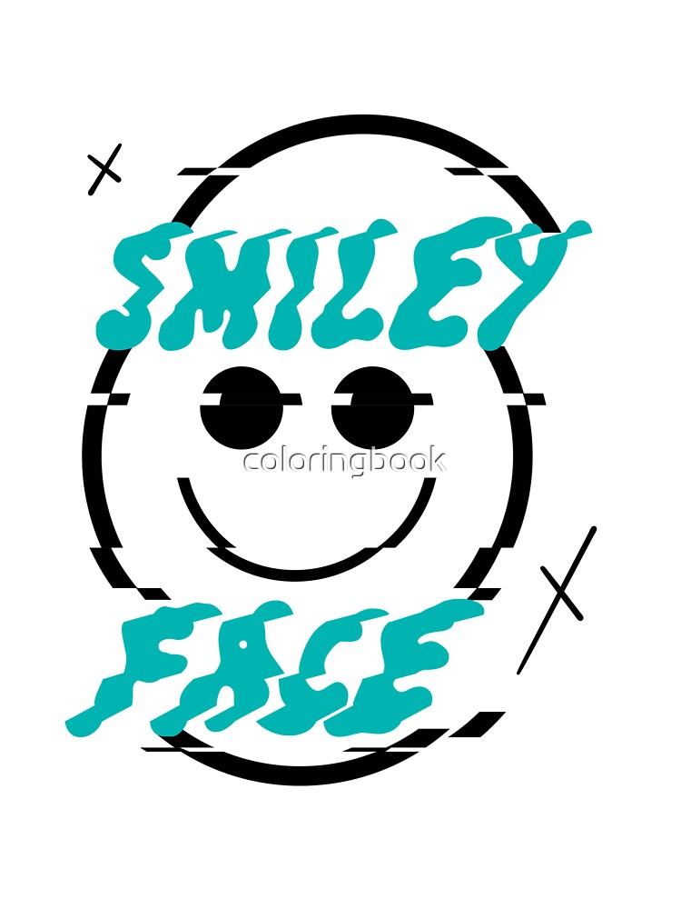 "Smiley Face Glitch Psychedelic Trippy Stoner Teal" Sticker for Sale by ...