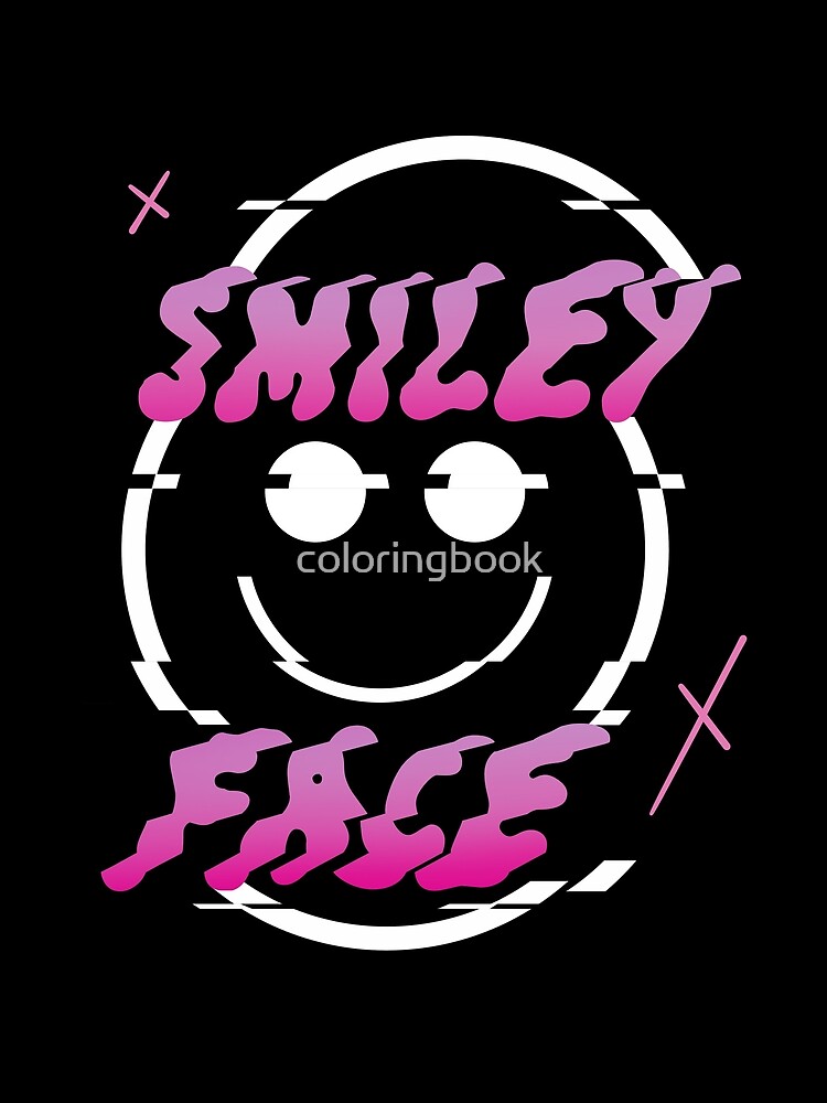 "Smiley Face Glitch Psychedelic Trippy Stoner White Pink Purple" Art ...