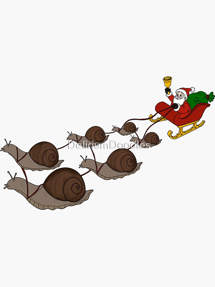 "Santa Snails" Sticker for Sale by DeliriumDoodles | Redbubble