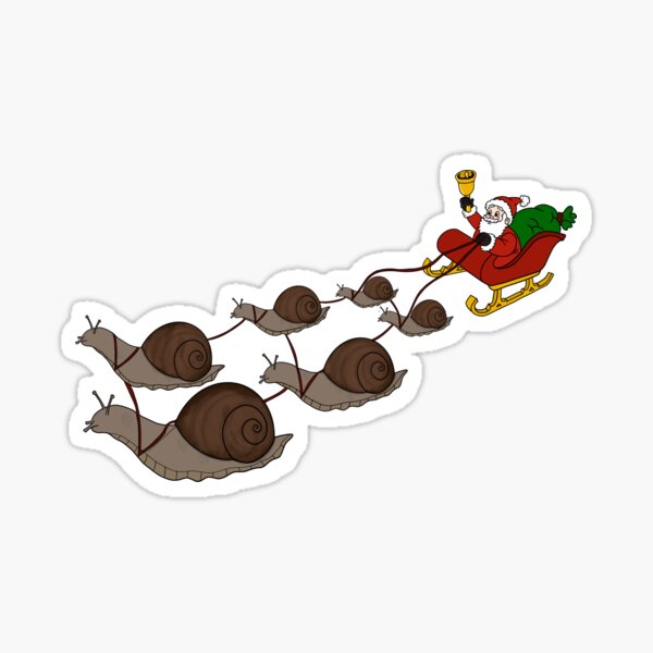 "Santa Snails" Sticker for Sale by DeliriumDoodles | Redbubble