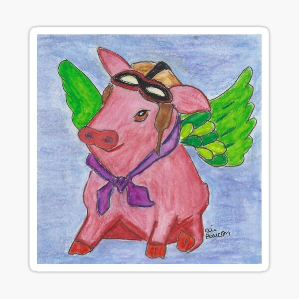 "Aviator Pig" Sticker by AliCatOriginals | Redbubble