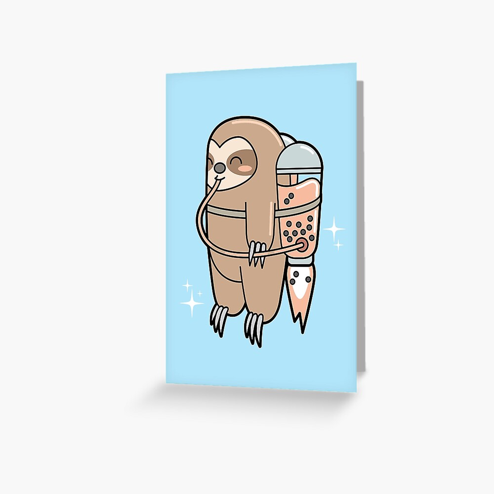 "Boba Tea Bubble Tea – Cute Kawaii Sloth" Greeting Card for Sale by ...