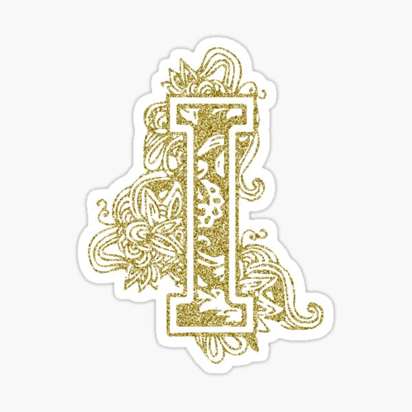 "Gold floral letter I" Sticker by DarkArtStudio | Redbubble