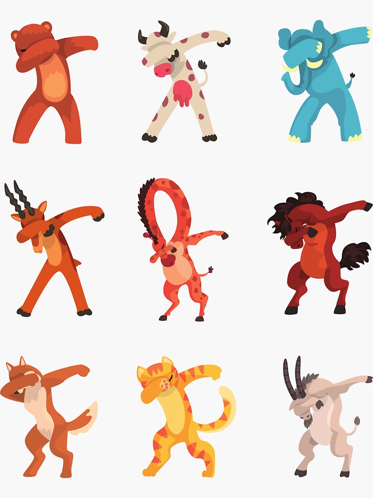 "Dabbing Animals Party Pack" Sticker for Sale by thekittensmeow | Redbubble