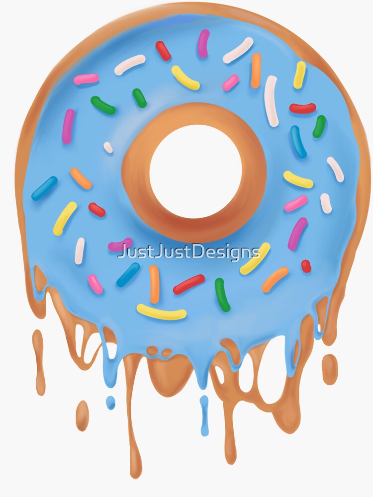 "Dripping Donut with Blue Icing" Sticker for Sale by JustJustDesigns ...