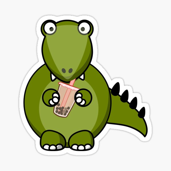 "Dino boba drinking" Sticker for Sale by oxoxoxo | Redbubble