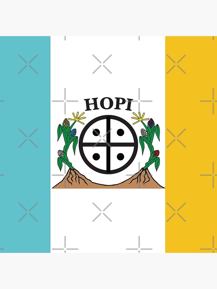 "Hopi Nation Flag Naatoyla tricolour white yellow turquoise with corn ...
