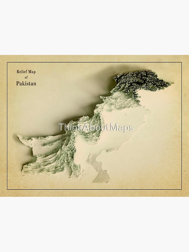 "Old Pakistan Relief Map 3D digitally-rendered" Art Print by ...