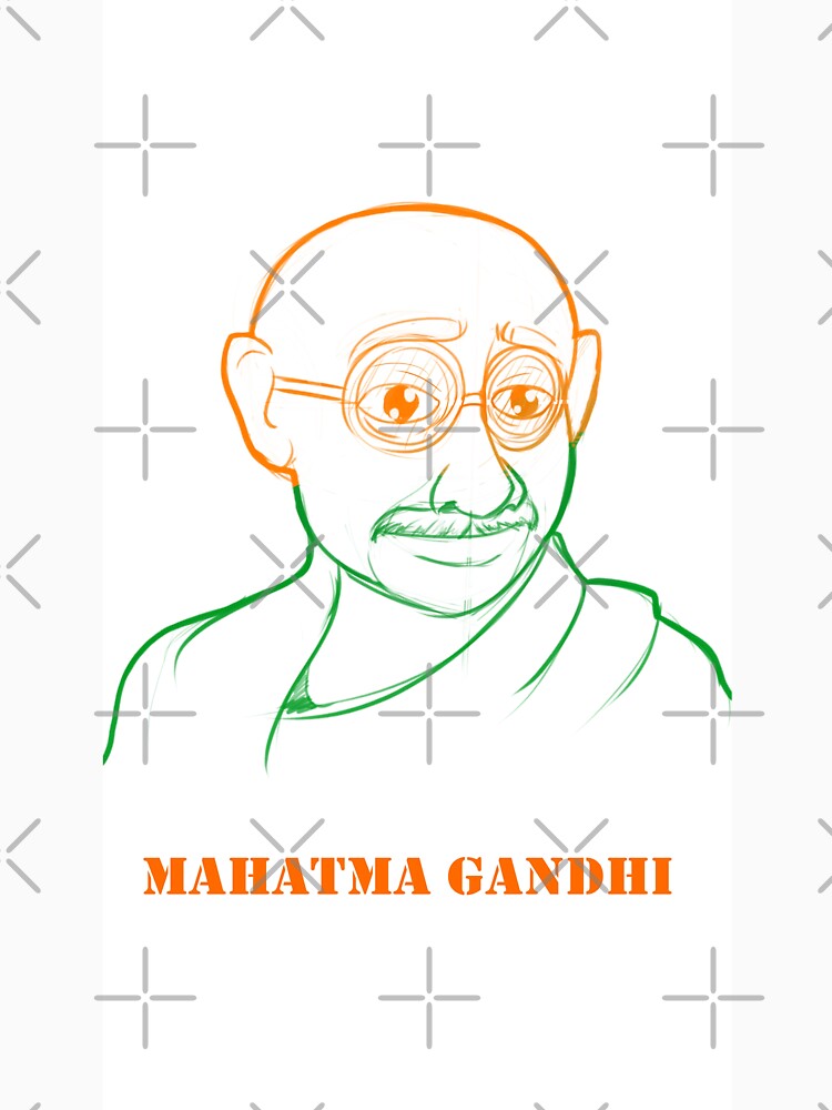 "lineart of mahatma Gandhi " T-shirt by pushpiart | Redbubble