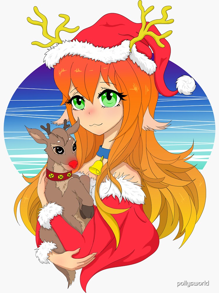 "Cute Christmas Elf Anime Reindeer Christmas" Sticker for Sale by ...