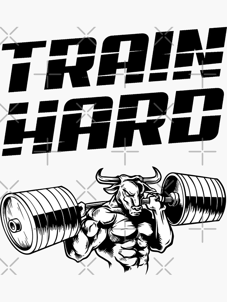 "Train Hard Bull Squat Powerlifting Bodybuilding" Sticker for Sale by ...