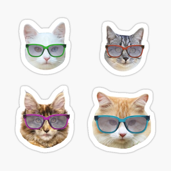 "Cats With Glasses Stickers Pack" Sticker by green-sky | Redbubble