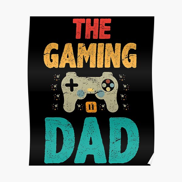 Wall Hangings Gamer dad and baby Freak father poster Gamer wall art ...